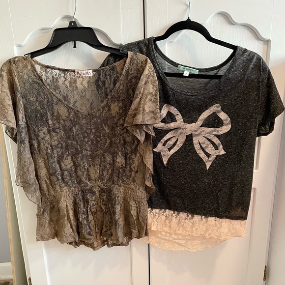 PLEIONE / MEL & MO | Tops | 2 Cute Lacey Blouses With Ruffletrim | Poshmark